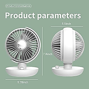 Aoodano Globe desktop fan, 5600mAh Rechargeable Desk Fan,Small Portable Table Fan with 3 Cooling Speeds,Rotation button Control Personal Fan for Home, Office, Outdoor Travel and Camping