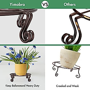 Yimobra Metal Plant Stand for Flower Pot 2 Pack Heavy Duty Potted Holder Indoor Outdoor Metal Rustproof Iron Garden Container Round Supports Rack for Planter (2PC Brown,11.8 Inches)