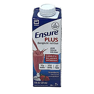 Ensure Plus Strawberry Therapeutic Nutrition, 8 Ounce Recloseable Carton, Abbott 64907 - Case Of 24