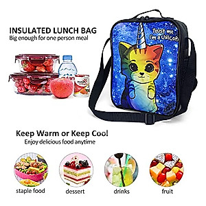 Insulated Lunch Bag for Kids, Boys Girls Lunch Box, Cute Cat Lunch Bag with Shoulder Strap, School Bento Lunch Box for Kids Toddlers Teens, Aesthetic Black Reusable Cooler Thermal Meal Tote Kit