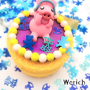 Werich Baby Boy Confetti for Tables Baby Shower Games Gender Disclosure Birthday Party Glitter Metallic Foil Table Scatters Confetti for Party Decorations DIY