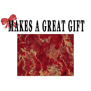 Dark Red and Yellow Marbled Stone Pattern Textured Marble Art Kitchen Glass Cutting Board Modern Decorative Gift Abstract Wavy Contrast Design