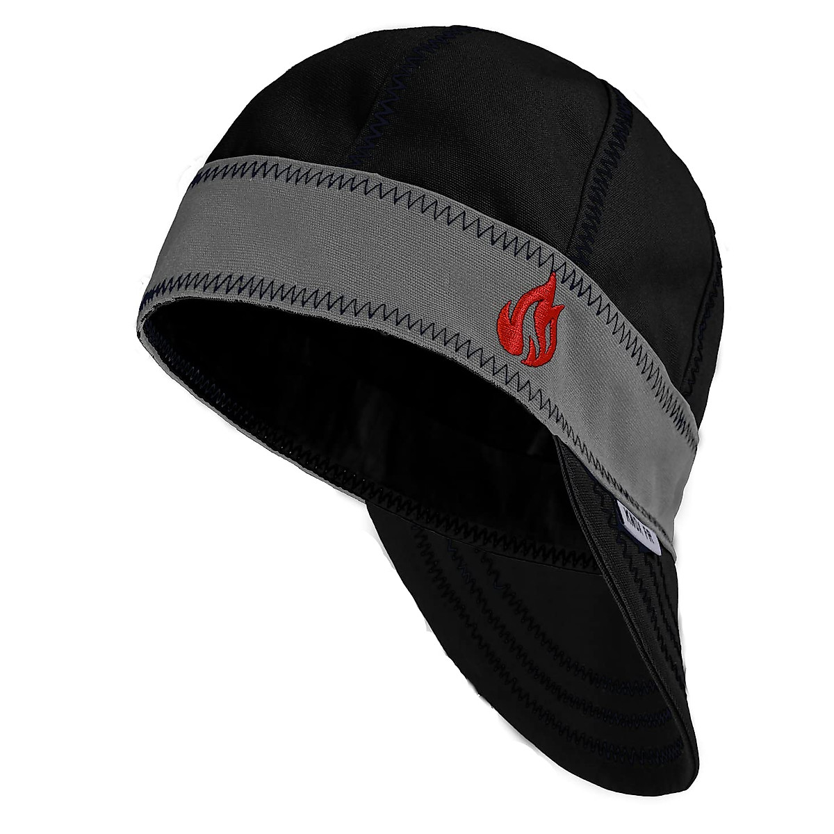 Knox Welding Caps for Men 7 5/8, 8 Panel Welder's Cap, Double Stitched, Cotton Duck Canvas, Deep Crown Design for Safety & Protection, Welder Caps (Black 7-5/8)