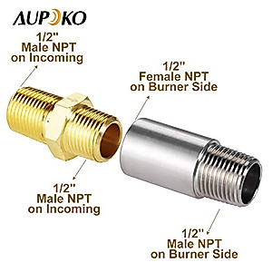 Aupoko Liquid Propane Gas Fire Pits 1/2" Air Mixer Valve, LP Mixer Valve with High Capacity 150K BTU and Stainless Steel, 1/2" Female and Male Thread, Fits for Outdoor DIY Propane Fire Pit