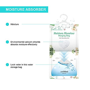 CANAGER Hanging Moisture Absorber-12 Packs, Hanging Dehumidifier Bags for Closet,Bedroom and kitchen,Fragrance Free,Moisture Absorb 12.5OZ
