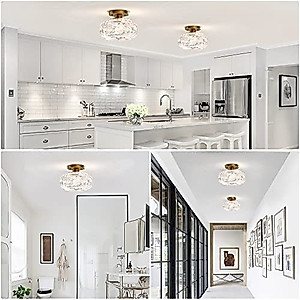 Industrial Semi Flush Mount Ceiling Light Fixture,Gold Hallway Light,Globe Glass Light Fixture Ceiling,Vintage Ceiling Lamp,Farmhouse Light for Entryway Kitchen Bathroom Laundry Room,Bulb Not Included