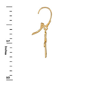 10k Yellow Gold Egyptian Ankh Cross Leverback Earrings
