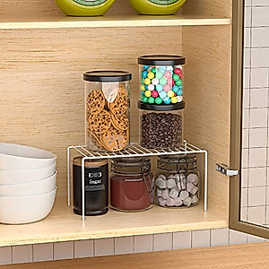 GEDLIRE Mini Kitchen Cabinet Shelf Organizers Set of 6, Small White Wire Storage Shelves Rack for Pantry, Metal Dish Plate Organizer Rack for Cabinet, Cupboard, Kitchen Organizers and Storage