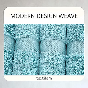 TEXTILOM 100% Turkish Cotton 3 Pcs Bath Towel Set, Luxury Bath Towels for Bathroom, Soft & Absorbent Bathroom Towels Set ( 1 Bath Towel, 1 Hand Towel, 1 Washcloth )- Aqua