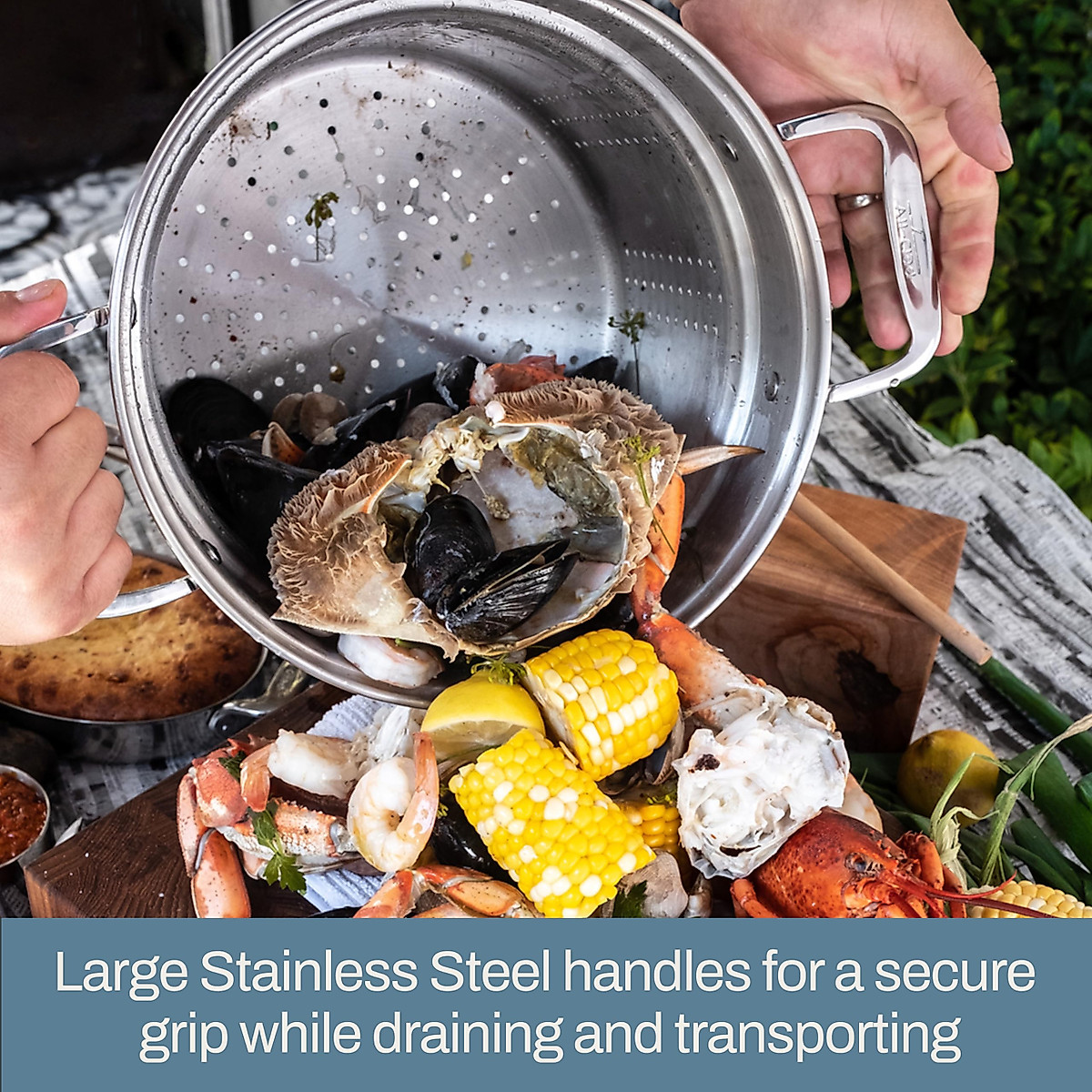 All-Clad Gourmet Accessories Stainless Steel Multi-Pot with Perforated, Steamer Insert, & Lid, 12 Quart, Silver