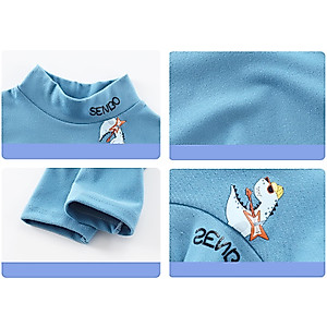 Boys Girls Thermal T-Shirt Half Collar Underwear 2-Pack Basic Soft Tops Unisex Warm Undershirts Tees Black+White 9-10Years