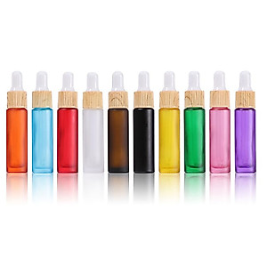YORROR 10 Pack 10ml Frosted Thick Glass Essential Oil Dropper Bottle,Empty Refillable Dropper Bottle With Glass Eye Dropper for Massage Oils,Aromatherapy,Perfume,Cosmetic Liquid(Pink)