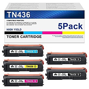 MSOTFUN Compatible TN436 Super High-Yield Toner Cartridge Replacement for Brother TN436 TN-436 MFC-L8900 L9570 HL-L8360 L9310 Printer (Black Cyan Yellow Magenta,5-Pack)