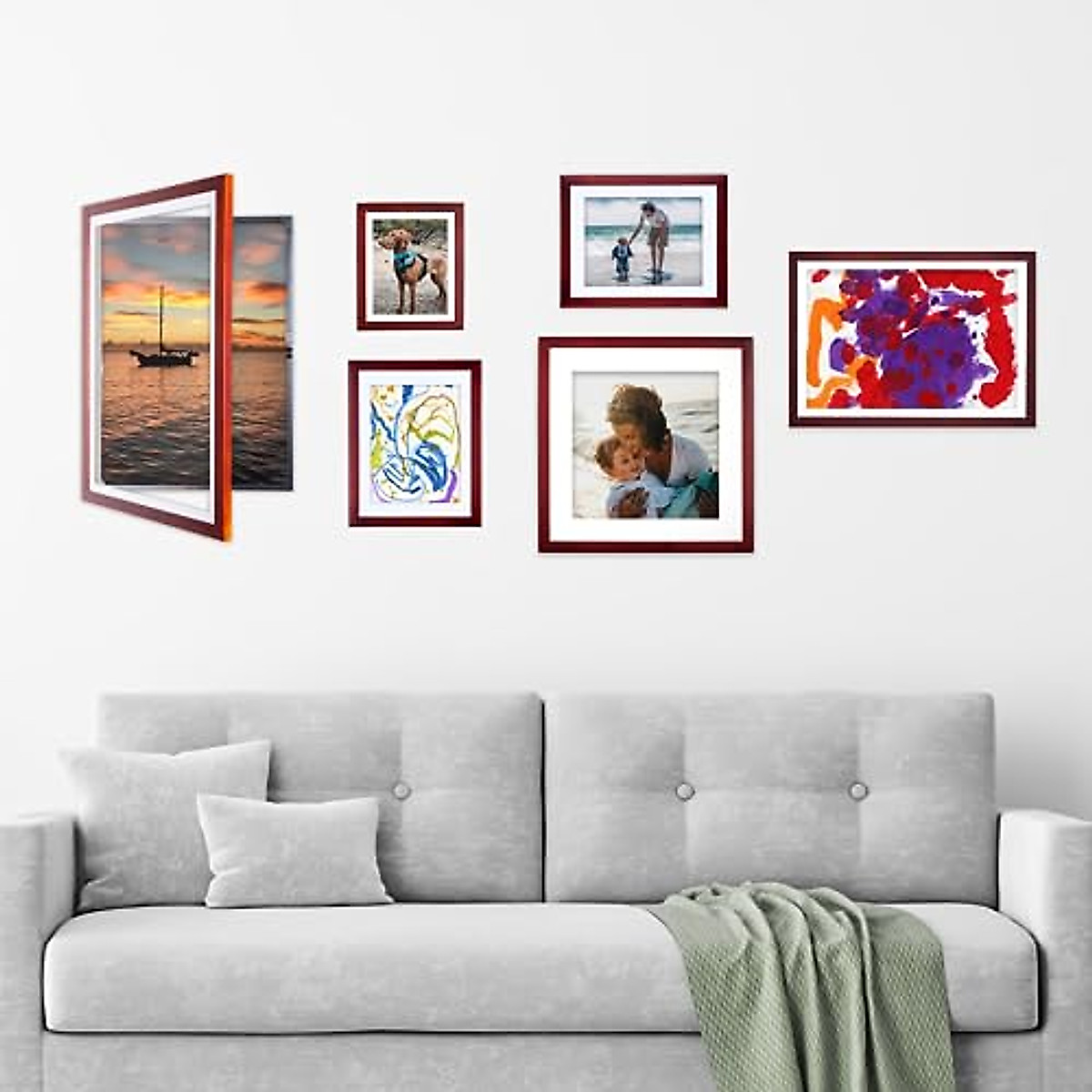 Li’l Davinci Art Cabinet, Stores up to 50 Pieces of 8.5 x 11 inch Art, Outer Wooden Frame Dimensions 11.75 x 14.75 inches, Kids Art Frame, Front Opening, Hangs Vertical or Horizontal, Cherry