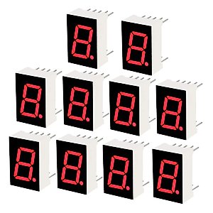 uxcell Common Anode 10 Pin 1 Bit 7 Segment Display 0.75 x 0.5 x 0.31 Inch 0.5" Red LED Display Digital Tube 10pcs