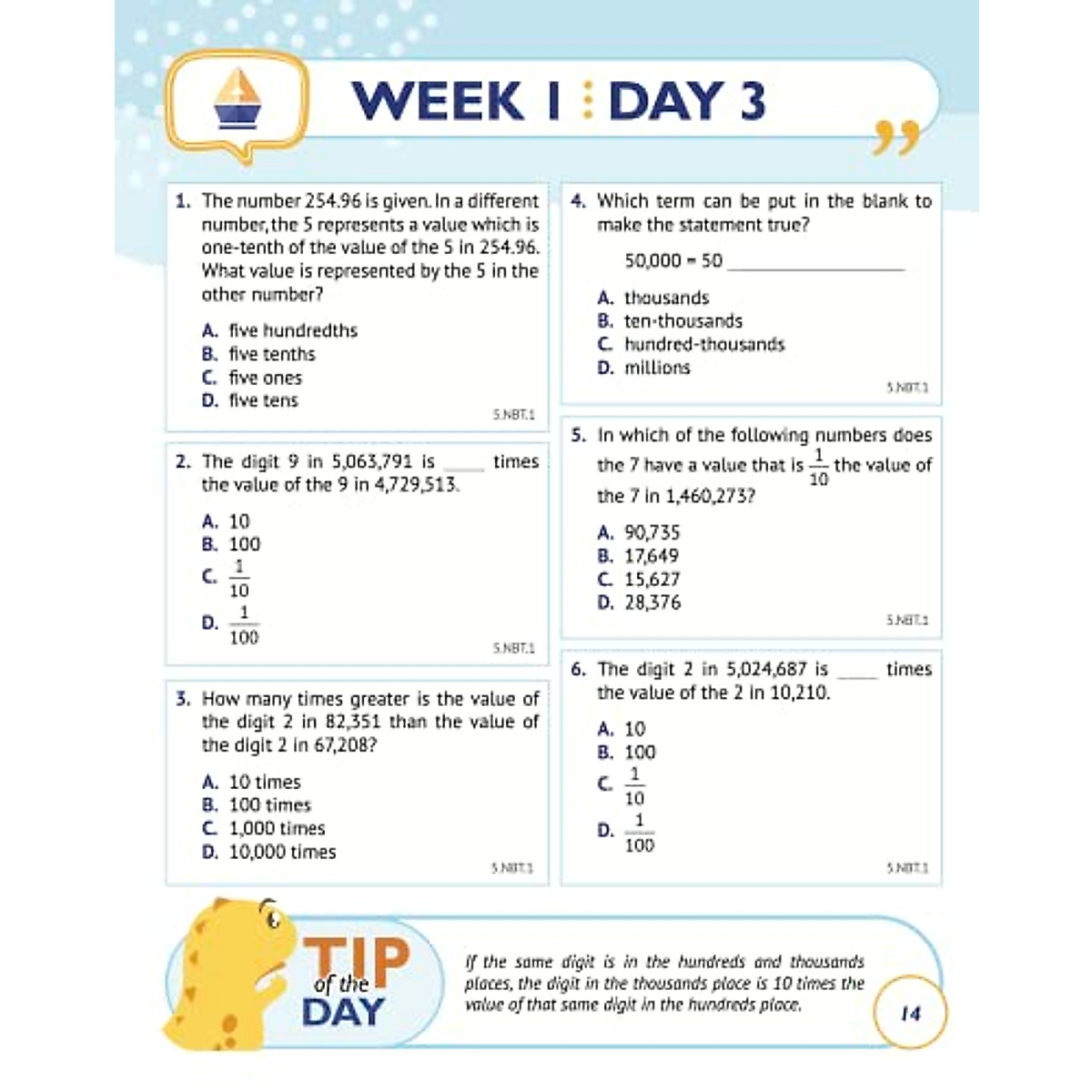 5th Grade Common Core Math: Daily Practice Workbook - Part I: Multiple Choice | 1000+ Practice Questions and Video Explanations | Argo Brothers (Next Generation Learning Standards Aligned (NGSS))