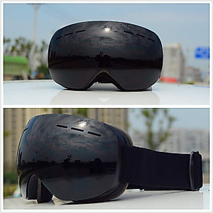 LETSP Ski Goggles Anti-Fog and Sand-Proof Large Spherical Glasses Adult Mountaineering Snow Goggles Motorcycle Goggles Dirt Bike ATV Tactical Riding Goggles(Black Frame Gray Lens)