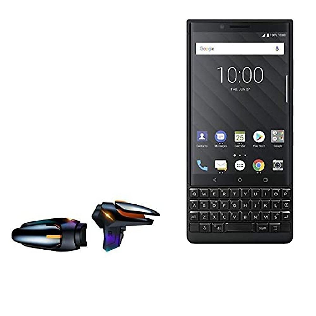 BoxWave Gaming Gear Compatible With BlackBerry Key2 - Touchscreen QuickTrigger Auto, Trigger Buttons Autofire Gaming Mobile FPS - Jet Black