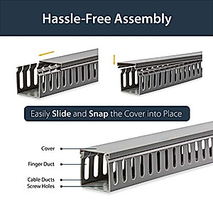 StarTech.com 2x2in Server Rack Cable Management Finger Duct w/ Cover - Open Slot Wire Raceway for Network & A/V Cables (AD2X2)