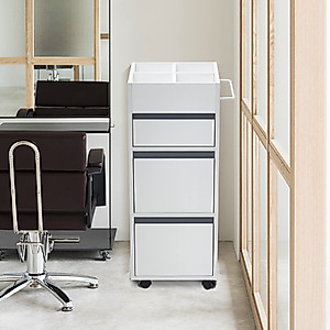 BarberPub Salon Trolley with Drawers Barber Cart Storage Cabinet Beauty Organizer Spa Equipment 2039 (White)