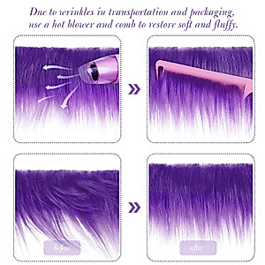 4 Pieces Faux Fox Fur Square Fabric Shaggy Fur Patches Fabric Cuts Chair Cover Seat Cushion Pad for DIY Craft (Purple,2 x 59 Inch)