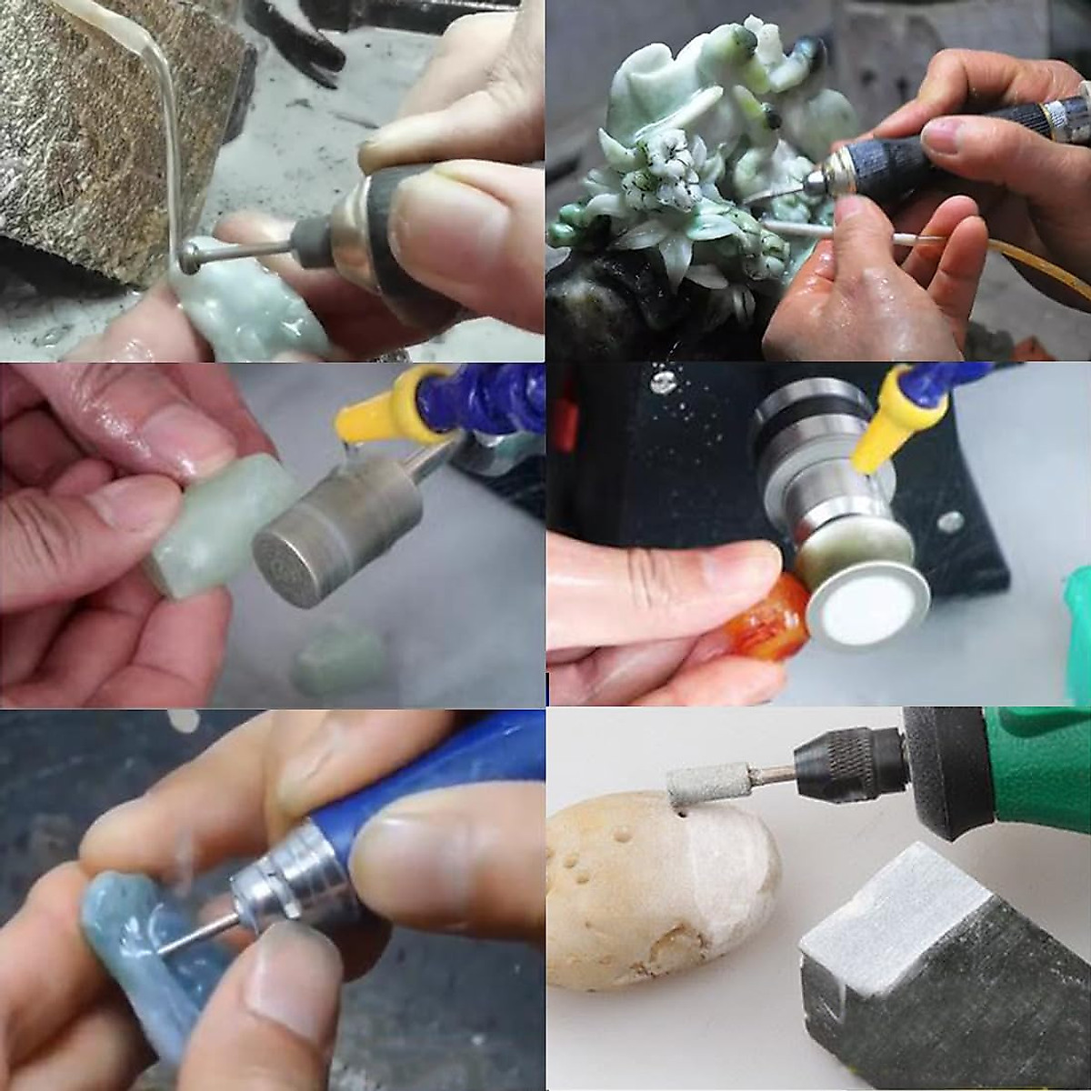 𝐉𝐔𝐍𝐋𝐈𝐗𝐍 50 Pcs Diamond Burr Sets, 1/8 Inch Shank Various Shapes Stone Carving Bits Diamond Mounted Grinding Kits for Electric Rotary Tools