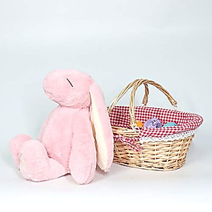 MEIEM Wicker Basket Gift Baskets Empty Oval Willow Woven Picnic Basket Cheap Easter Candy Basket Storage Wine Basket with Handle Egg Gathering Wedding Basket（Pink）