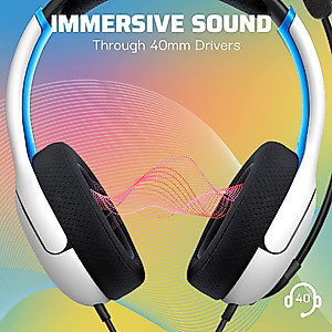 PDP Gaming AIRLITE Xbox Headset with Microphone, Series X|S/Xbox One/PC/Windows, Lightweight Stereo Headphones, Wired Power, Noise-Cancelling mic- Ion White (Only at Amazon)
