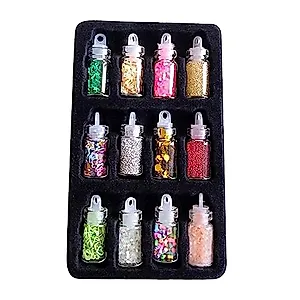 12/24/48PCSNail Ornament Set Armor Powder Sequin,Nail Powder Sequin Glitter Powder Small Steel Ball Pentagram Mixed DIY Accessories (12PCS)