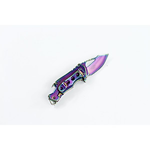 Small Colored MTech Style Pocket Knife Spring Asissted (Ti-Rainbow)