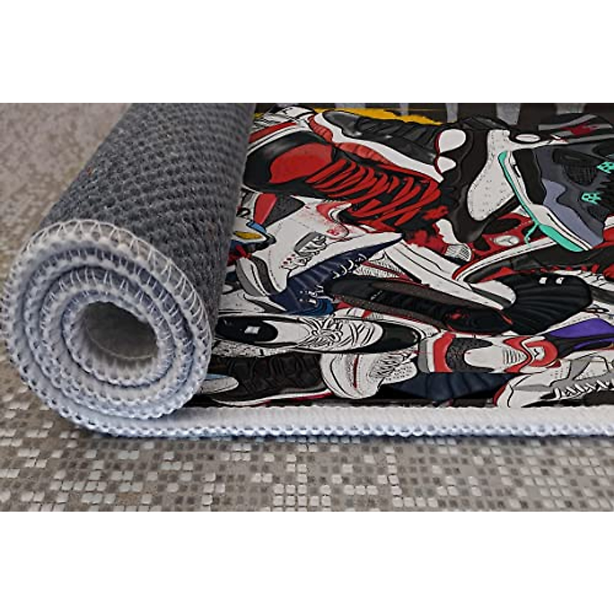 Sneakers Rug, Custom Sneakers, Sneakers, Street Rug,Cool Rug, Rug, Hypebeast Rug, Sport Rug, Sneaker Art, Rug for Living Room pe2 (2.6x4.9 feet - 80x150 cm)