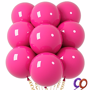 32Pcs Hot Pink Big Balloons 18 Inch, Round Large Latex Party Balloons for Birthday Wedding Decorations.