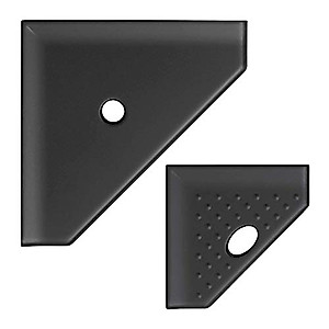 Questech Décor 8 Inch Corner Shower Shelf and 5 Inch Shower Caddy Foot Rest, Geo Flatback Wall Mounted Bathroom Shower Organizer, Graphite Black