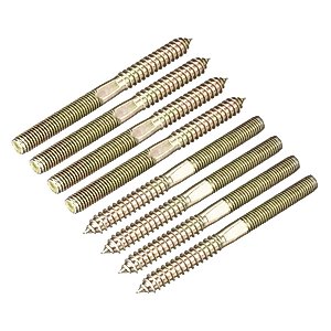 uxcell M10x120mm Hanger Bolts, 8pcs Double Ended Thread Dowel Screws for Wood Furniture