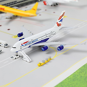 QIYUMOKE A380 British 1/300 Die-cast Metal Airplane Model -A380 Sky Jumbo a380 Model Plane with Stand (7.5 inches Long) for Aviation Enthusiast Gift or Display Decorations