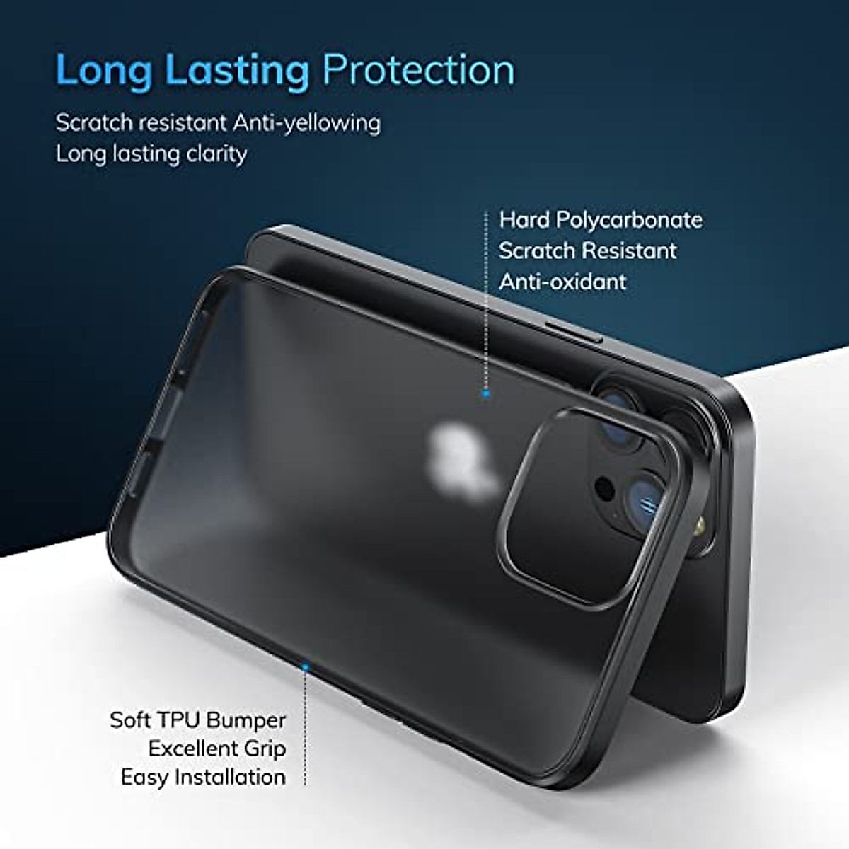 ORIbox for iPhone 13 Case - Black, Shockproof Protective Cover, Ultra-Thin Non-Slip Lightweight