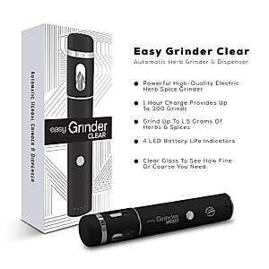 Easy Grinder Clear Glass Black Electric Herb Coffee Grinder Pollen Catcher Stainless Steel Blades
