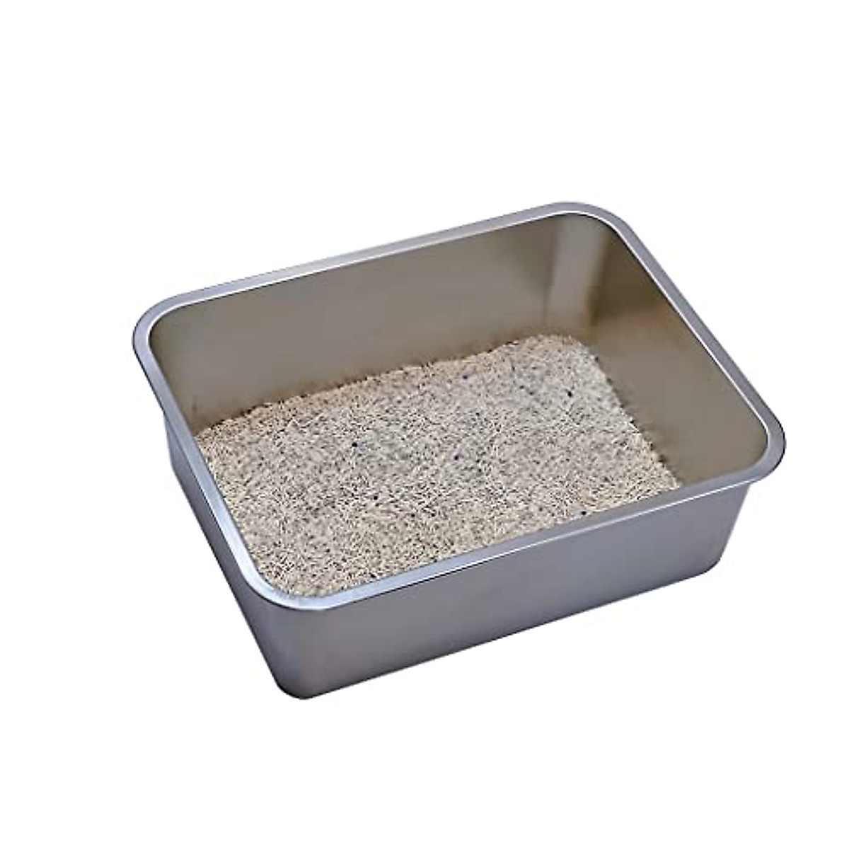 KUNWU Stainless Steel Food Grade 20" x 14" x 6" Extra Large Cat Litter Box with Silver Scoop Set