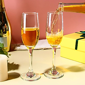 Elegant Champagne Glasses Set of 12, Long Stem Glass Champagne Flutes for Mimosa, Sparking Wine, Wedding, Party - 6 oz, Clear