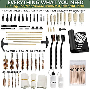 iunio Gun Cleaning Kit, Universal Gun Cleaning, All Caliber, with Mat and Carrying Case, for All Guns, Rifle, Shotgun, Handgun, Pistol, Hunting, Shooting Cleaning kit