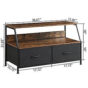 Somdot TV Stand, Entertainment Center, Media Console Table with Storage Drawers and Shelf for TV up to 46 Inch, Dresser Chest of Drawers for Bedroom, Living Room, Playroom - Black/Rustic Brown