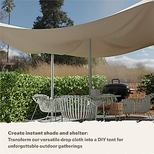 Homespun Canvas Drop Cloth - Canvas Tarp, Canvas Fabric Drop Cloth Curtains, 100% Recycled Cotton Drop Cloth, Drop Cloth for Painting, Floor & Furniture Protection, Painters Drop Cloth - (12x15 Ft)