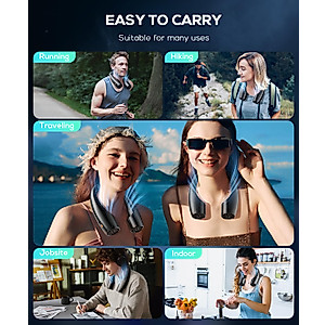RfLety Portable Neck Fan 2 Pack, Hands-Free Wearable Personal Fan, 360° Cooling, 4 Speeds, 8000 mAh Battery Operated, Rechargeable, Gifts for Women Men, Suitable for Outdoor, Indoor, Travel-Black