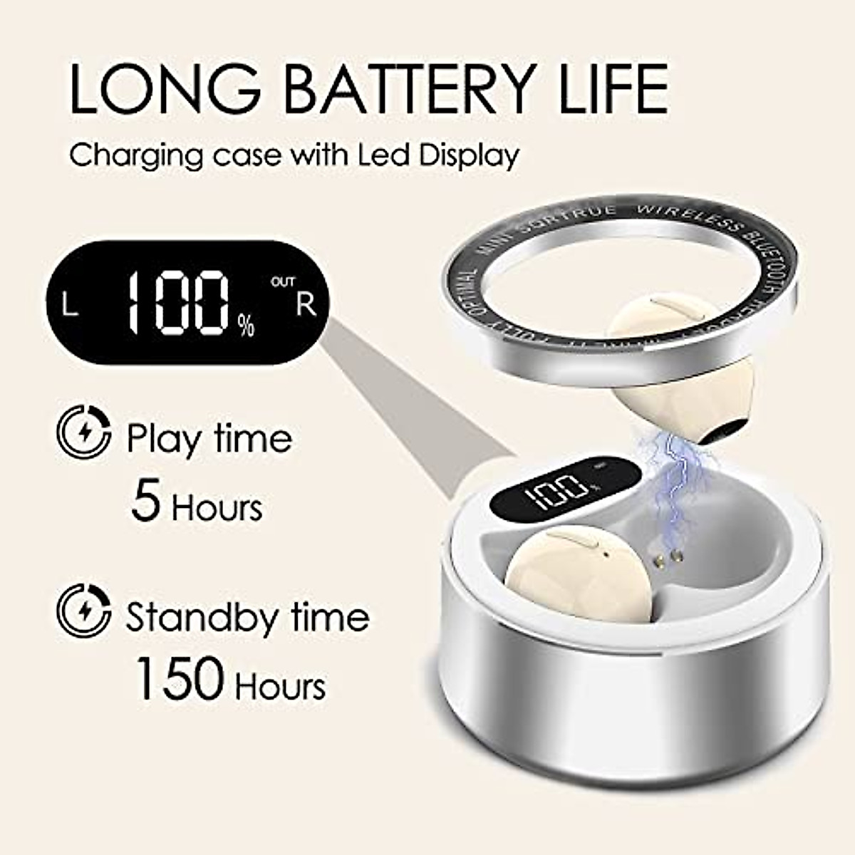 Xmenha Invisible Earbuds Smallest Wireless Bluetooth Small Tiny Ear Buds Secret Hidden Headphones for Work Sleeping Music Comfort Mini Sleep Earbuds for Side Sleepers Red