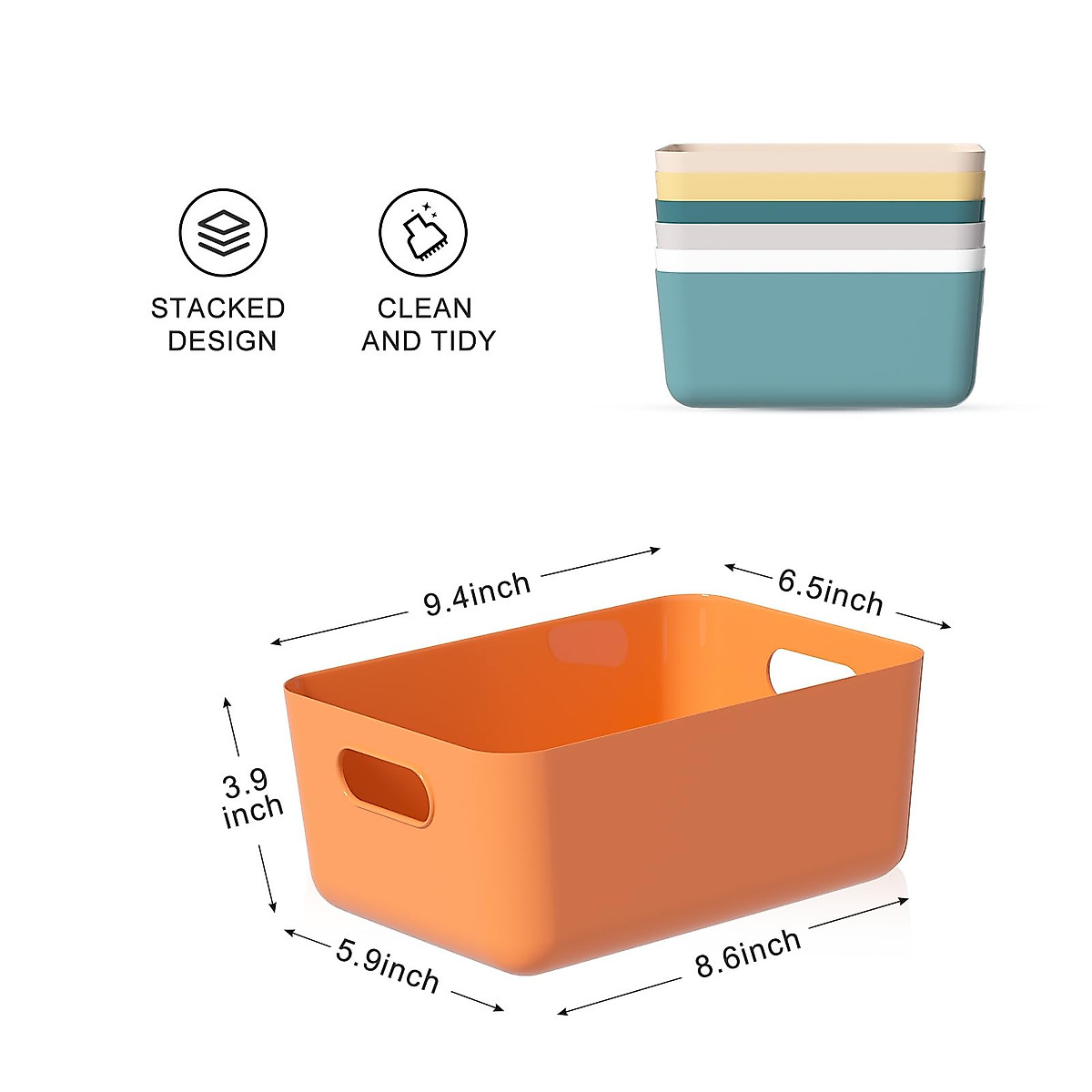 PAASTAI 7 Pack Plastic Storage Small Bins 9.4"X6.5"X3.9" Classroom Bins Organizing Containers for Pantry Kitchen, Cupboard box,and Bathroom Organizer