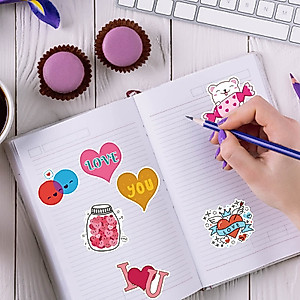100PCS Valentine's Day Stickers, Non-Repeating Vinyl Waterproof Romantic Stickers for Laptops, Gifts, Water Bottles, Scooters, and Valentine's Day Wall, Window Decorations