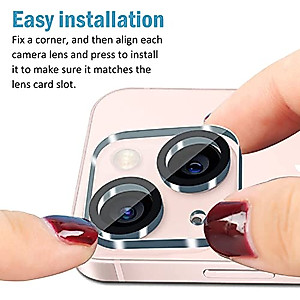 QHOHQ [3 Pack Tempered Glass Camera Lens Protector for iPhone 14/13 [6.1 Inch]/14 Plus 6.7"/13 Mini 5.4 Inch, Ultra HD, 9H Hardness, Scratch Resistant, with [Removal Tool] [Support night shooting]