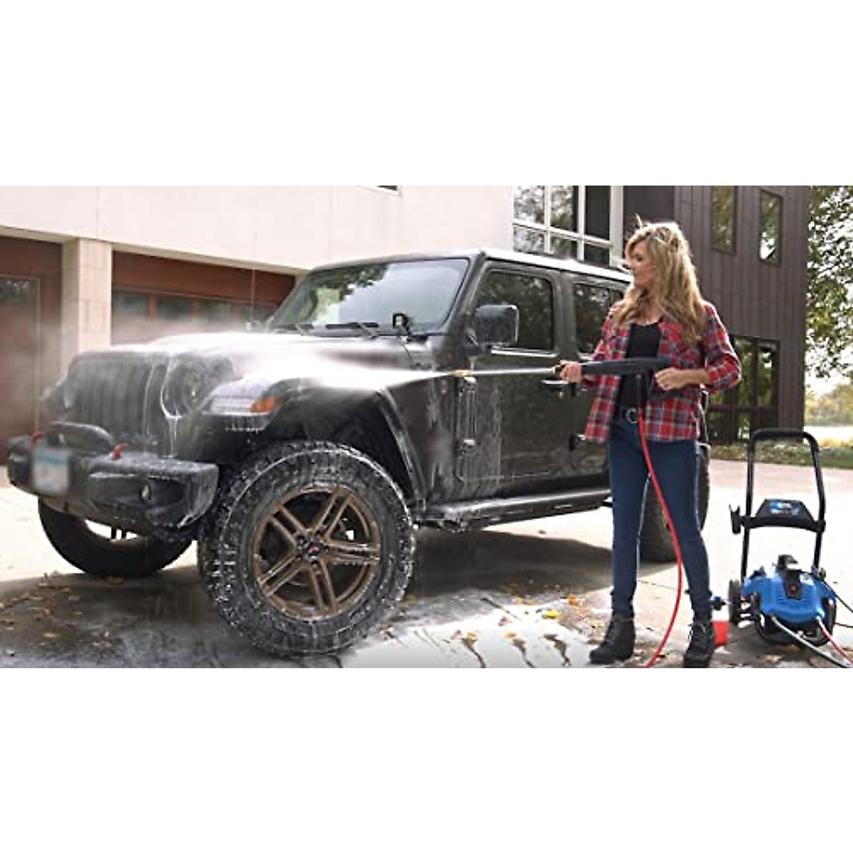 AR Blue Clean BC2N1HSS Electric Pressure Washer-2300 PSI, 1.7 GPM, 13 Amps Quick Connect Accessories, 2 in 1 Detachable Cart, On Board Storage, Portable Pressure Washer, High Pressure, Car, Patio