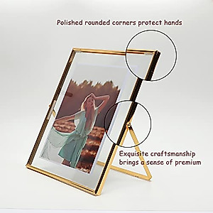 AhaGo Floating Picture Frame (Gold, 8"x10", 1 Set), For Multiple Photo Sizes (7x9, 6x8, 5x7), Vertical Adjustable Tabletop/Shelf Photo Frame, Classy Gift Choice for Halloween, Thanksgiving, Christmas, Home or Wedding Decoration
