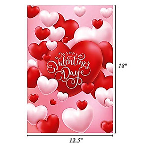Valentine Flag, Double Sided Valentine's Day Flag Red and White Love Valentine Garden Flag 12 x 18 Inch Valentine House Flags for Valentine's Day Decoration